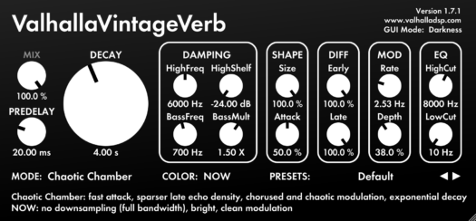 ValhallaVintageVerb 1.7.1 update released. Chaos. Reigns. - Valhalla DSP